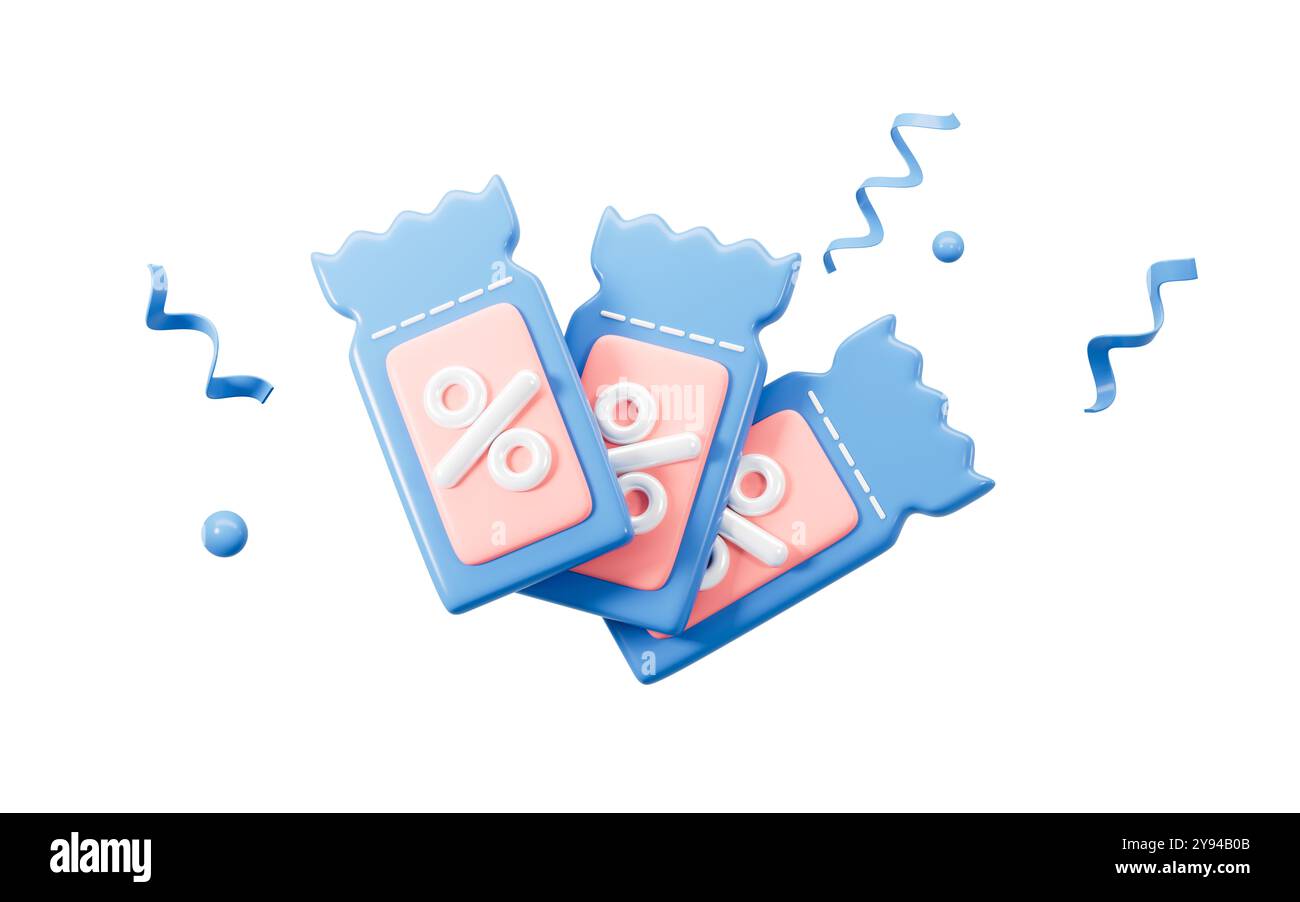 Cartoon coupon, vouchers in the white background, 3d rendering. 3d ...