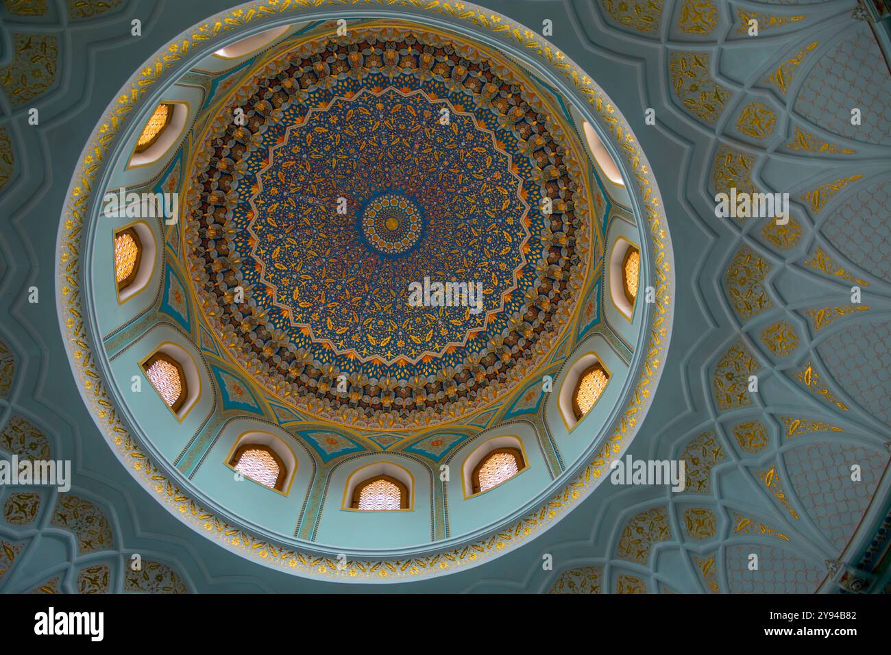 Tashkent, Uzbekistan;September,16,2024;The painted mosaic dome inside ...