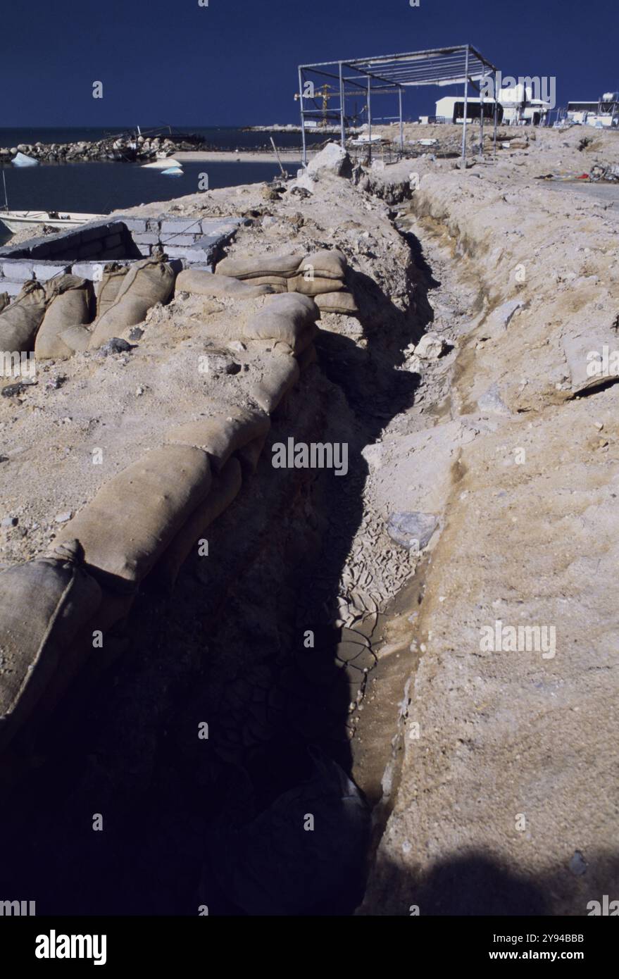 First Gulf War: 8th March 1991 An abandoned Iraqi trench on the sea ...