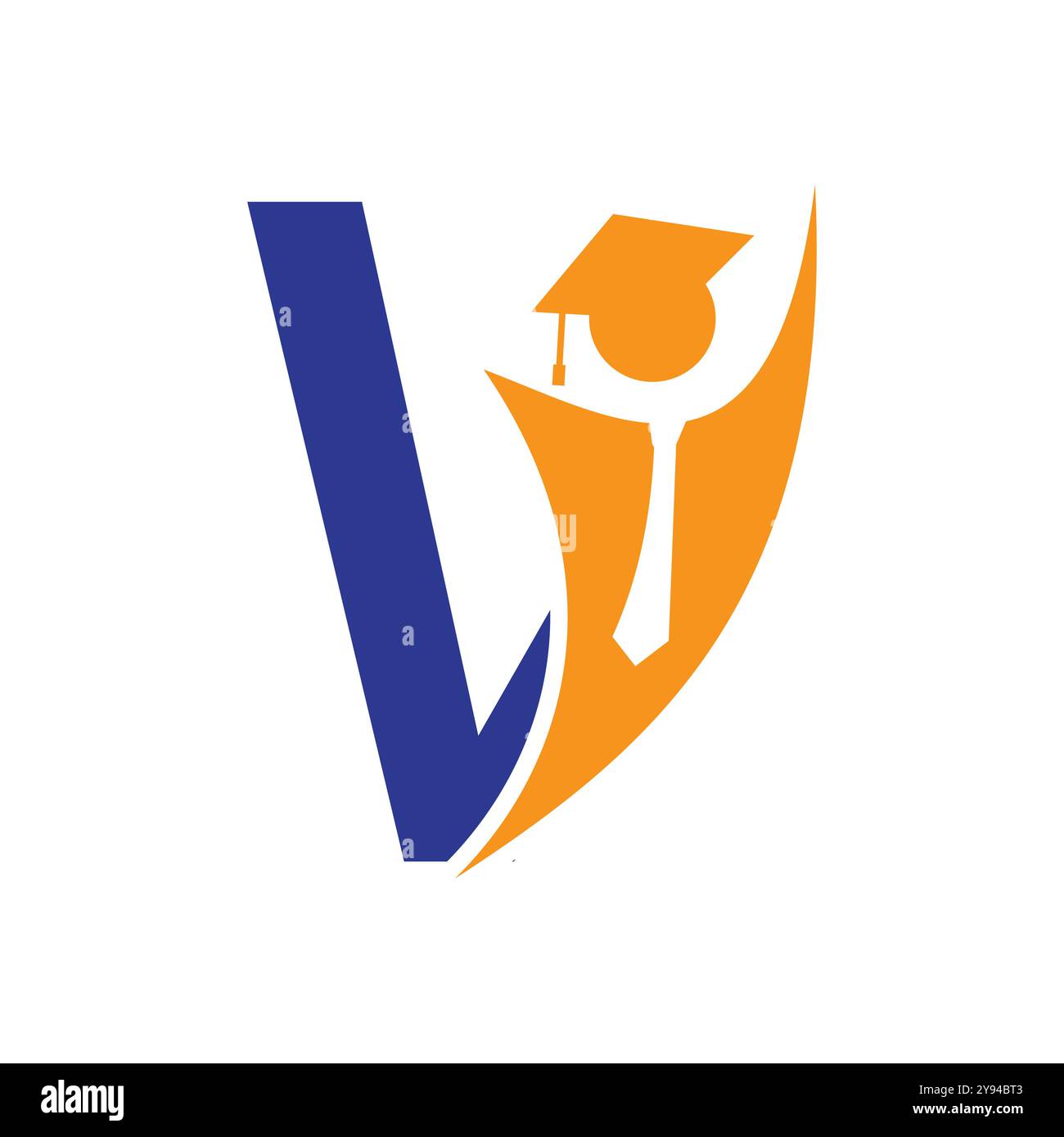 Letter V Education Logo Concept With Graduation Hat. Academy Graduation ...