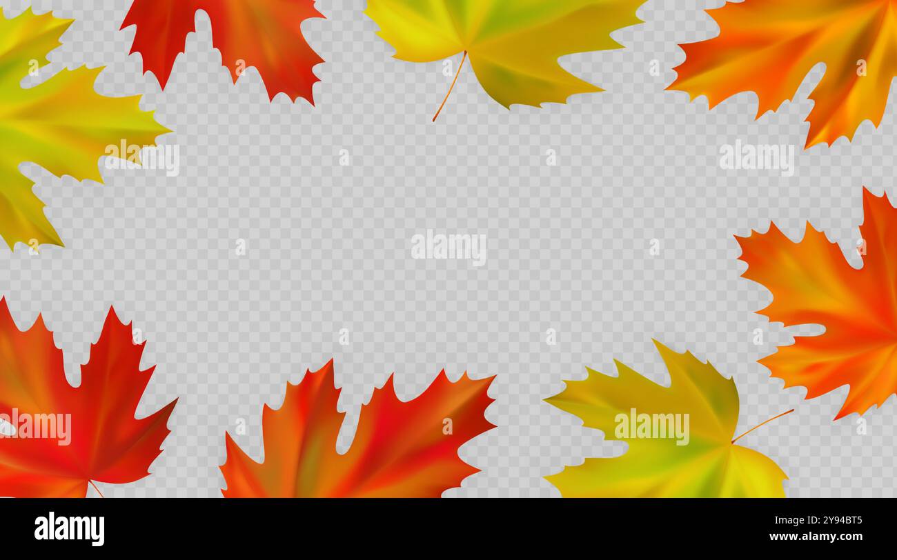 Autumn maple leaves background. Fall frame with realistic maple leaves ...