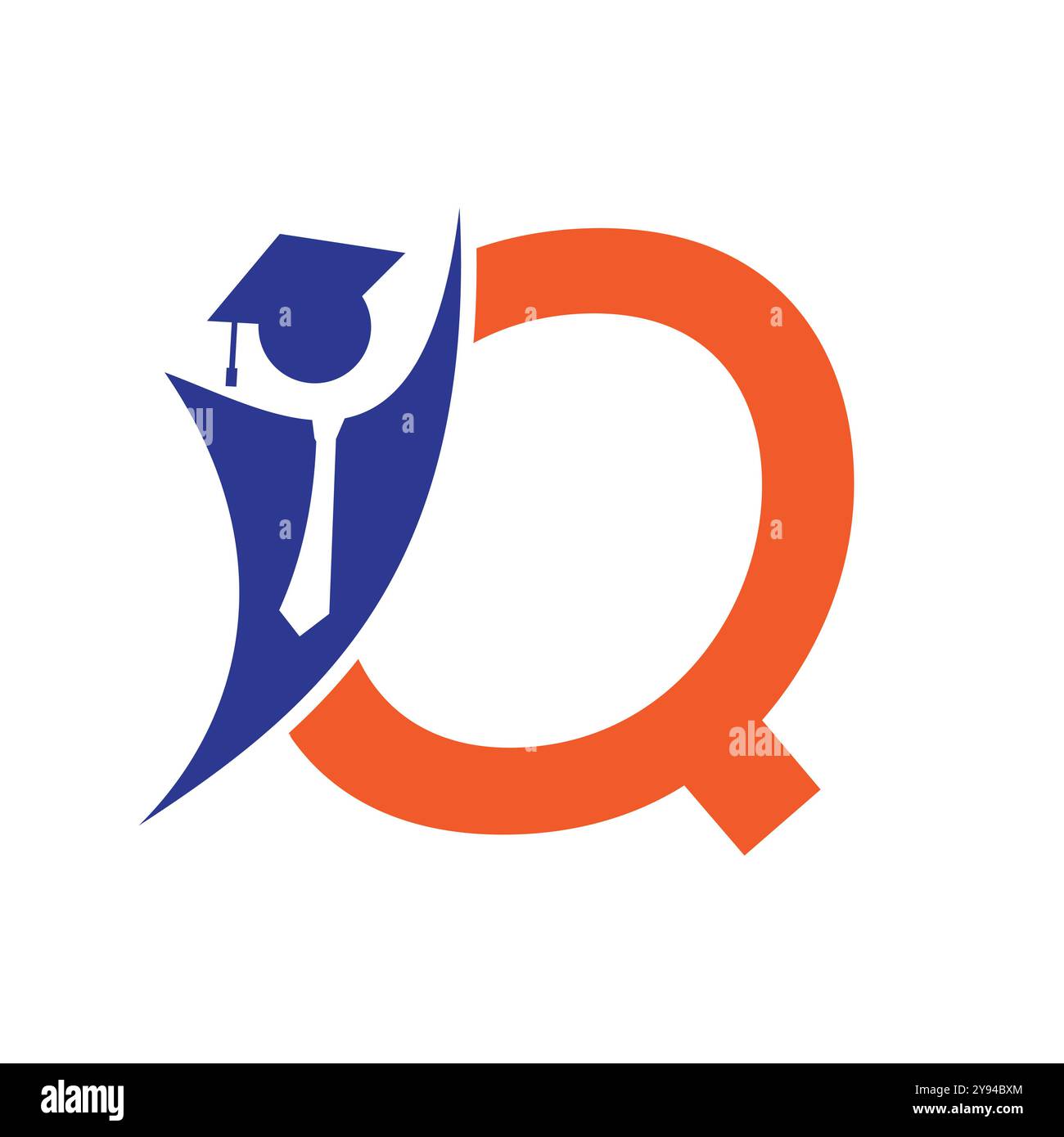Letter Q Education Logo Concept With Graduation Hat. Academy Graduation ...