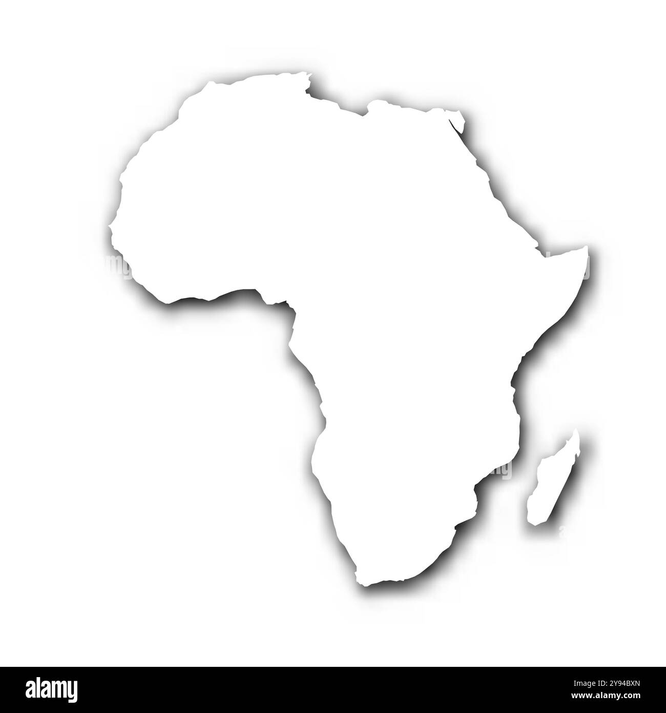Silhouette map of Africa continent. White vector map with dropped ...