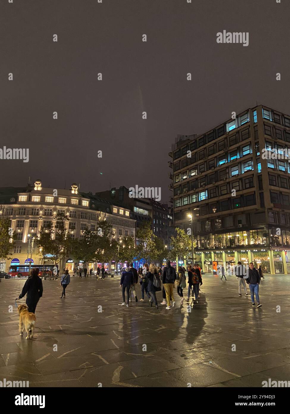 Night view of the Republic Square and National Museum of Serbia in ...