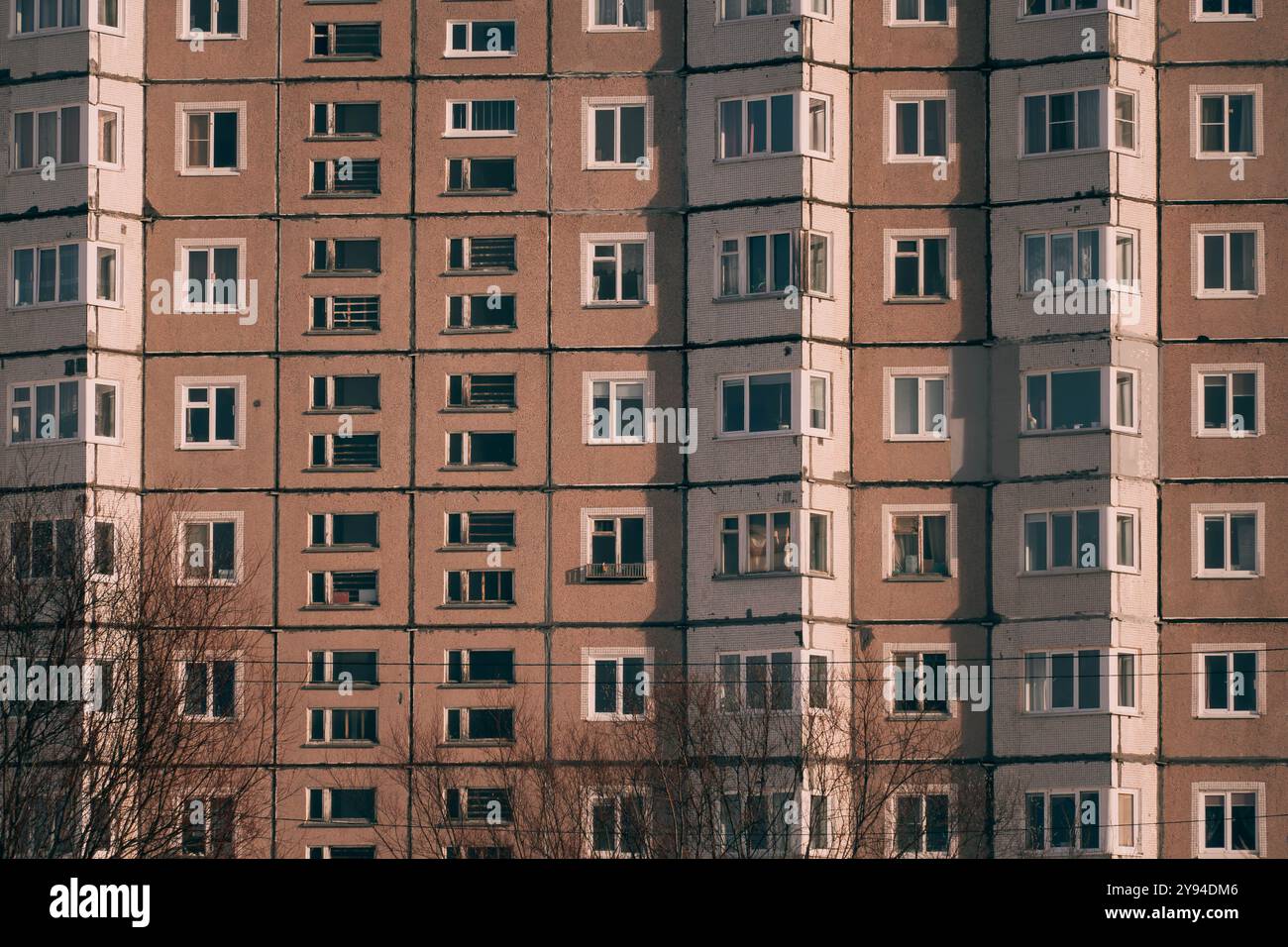 The windows of the Russian panel building, at Severodvinsk, with ...