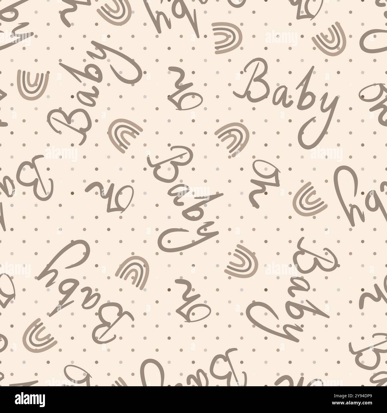 Neutral Oh Baby text and rainbow vector seamless pattern background ...