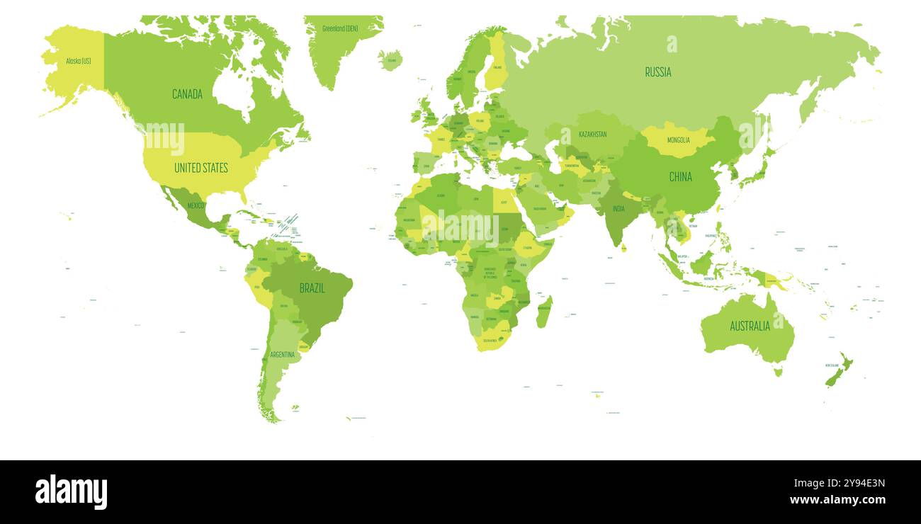 Map of World. Mercator projection. High detailed political map of ...