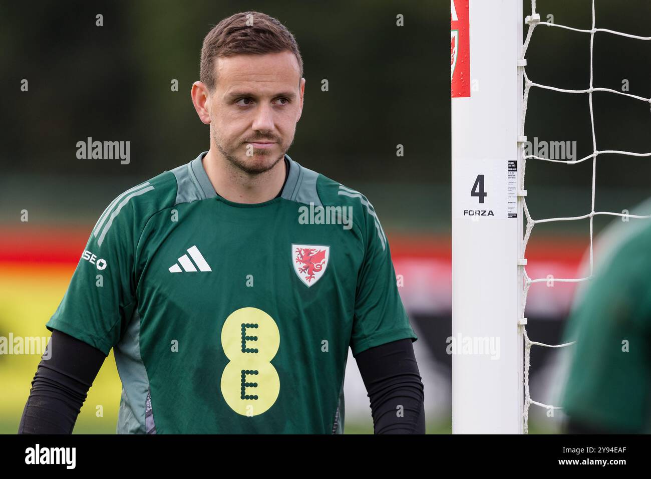 PONTYCLUN, WALES - 07 OCTOBER 2024: Wales' goalkeeper Danny Ward during ...