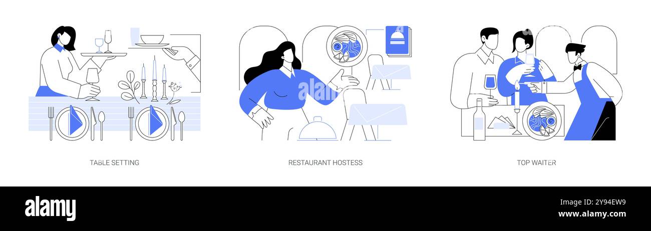 Fine dining restaurant isolated cartoon vector illustrations se Stock ...