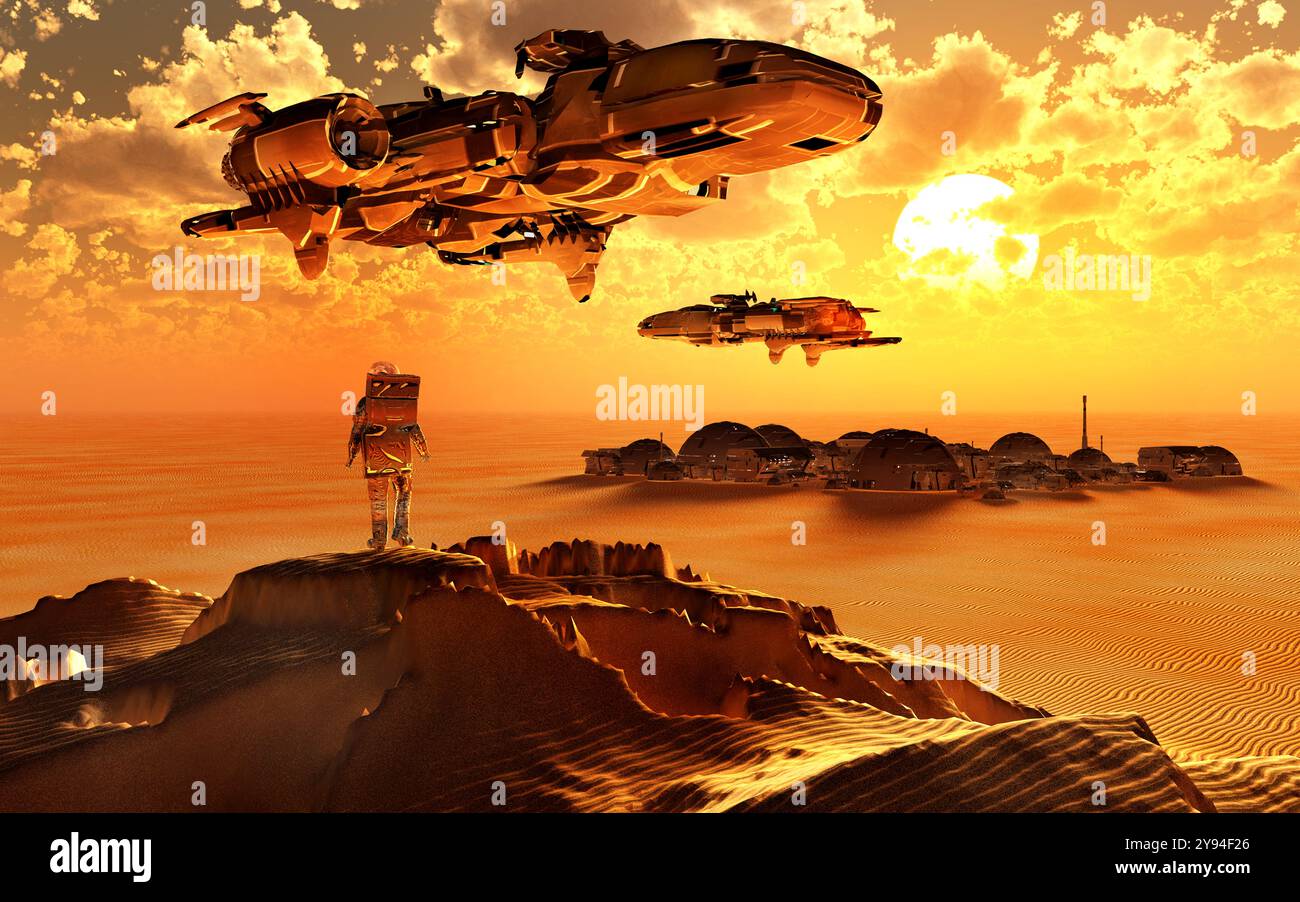 Human Colonization Of An Alien Exoplanet Stock Photo - Alamy