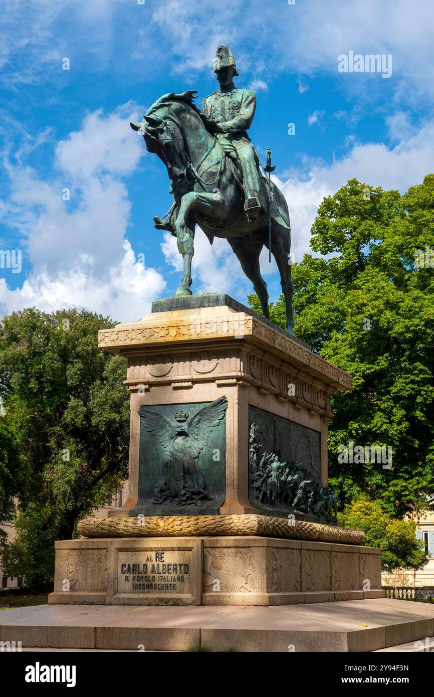 The bronze equestrian statue of King Carlo Alberto in Villa Carlo ...