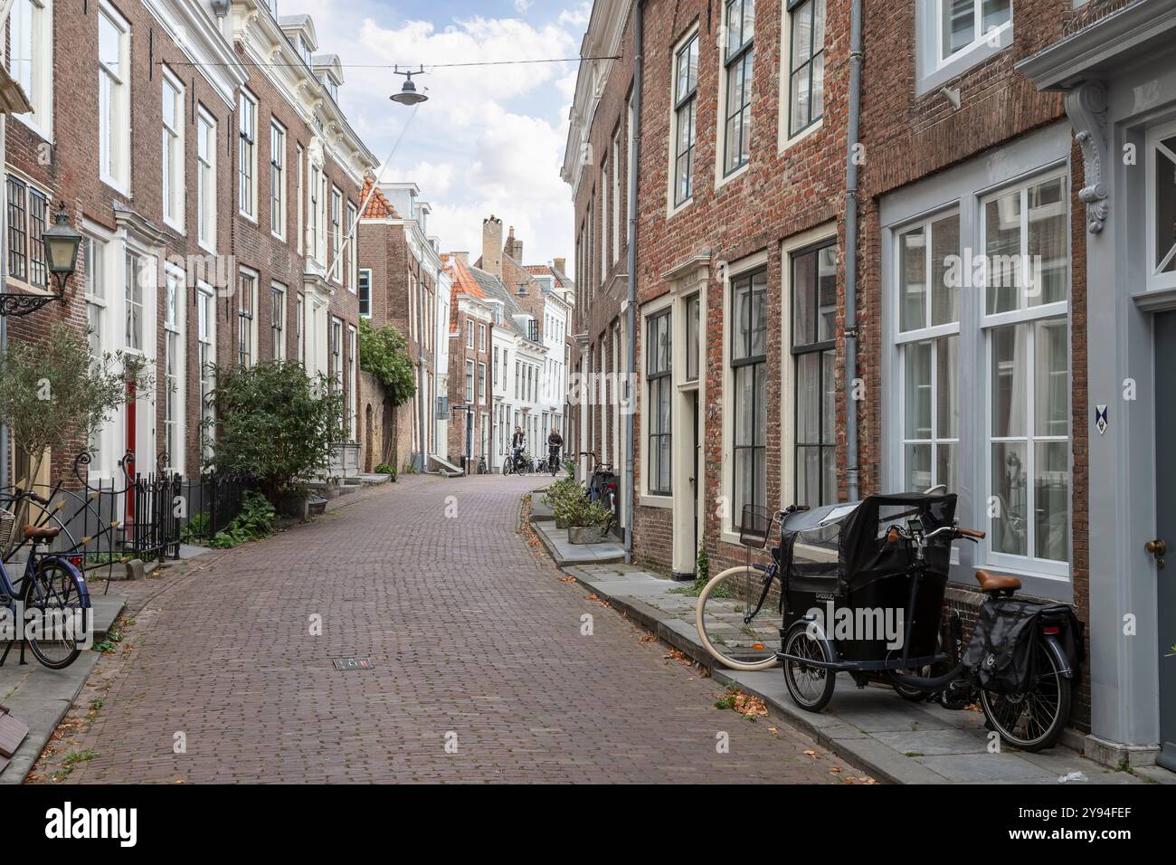 Street in the old historic part of the city of Middelburg in Zeeland ...