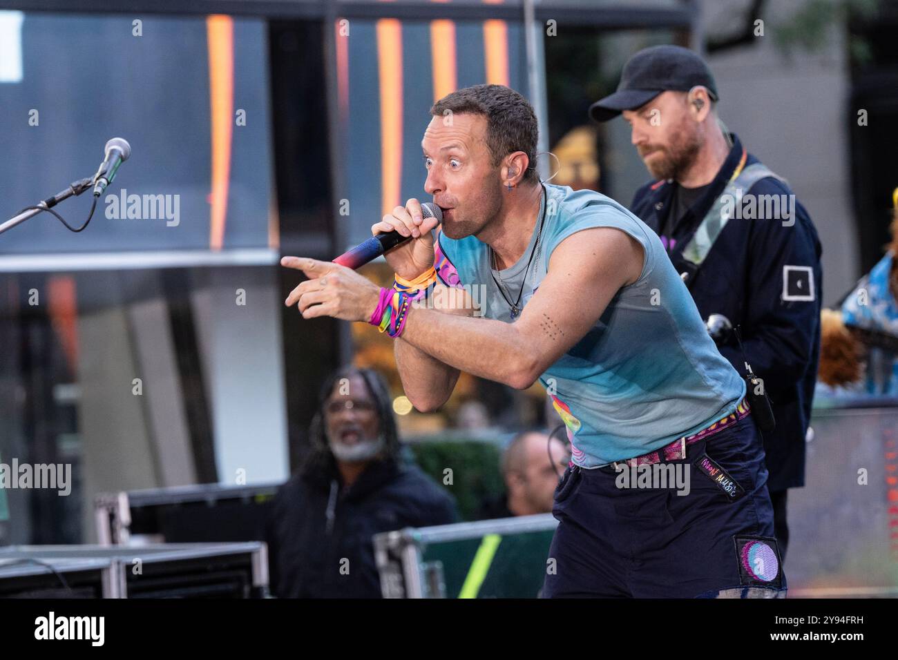 New York, NY, USA, 8 October, 2024: Chris Martin performs with Coldplay ...