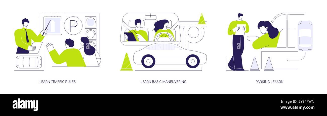 Car driving school abstract concept vector illustrations Stock Vector ...