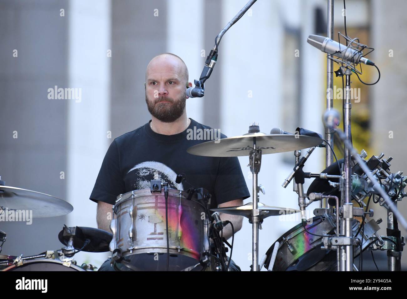 New York, USA. 08th Oct, 2024. Will Champion - Coldplay performs on NBC ...