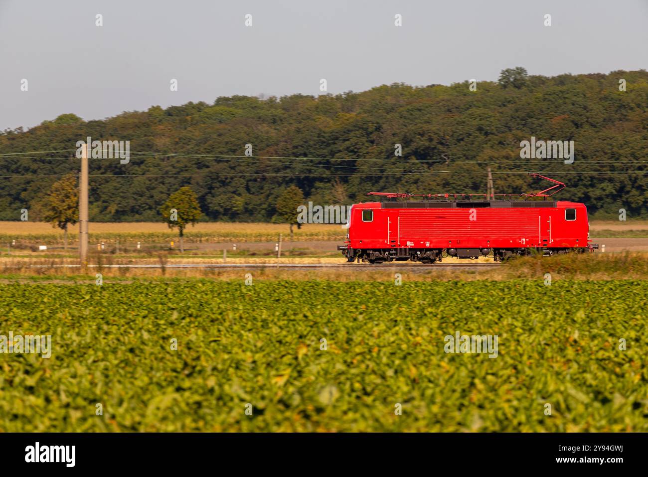 Red electric train in rural hi-res stock photography and images - Alamy