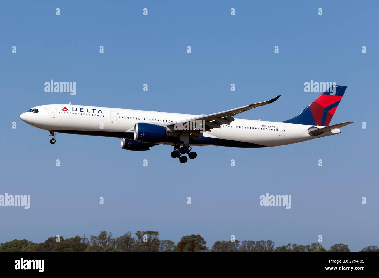 A Delta Airlines Airbus 330-900 NEO landing at Rome Fiumicino airport ...