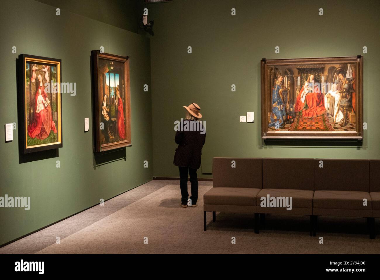 Belgium, Flanders, Bruges, Groeningemuseum art gallery, visitor ...