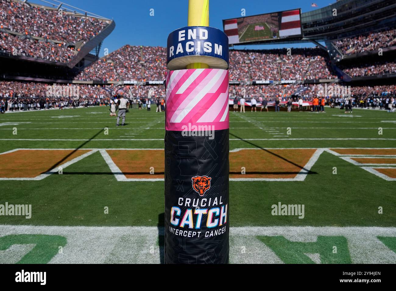 Crucial Catch and End Racism signage on the goal post during an NFL ...