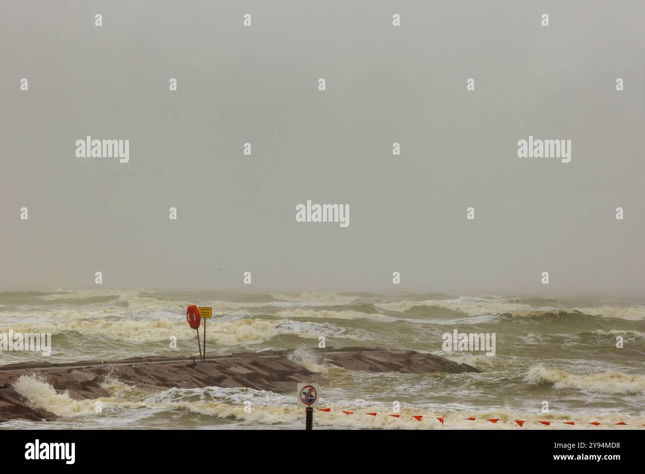 Rough seas, wind and rain closed the beach in Galveston , Texas during ...