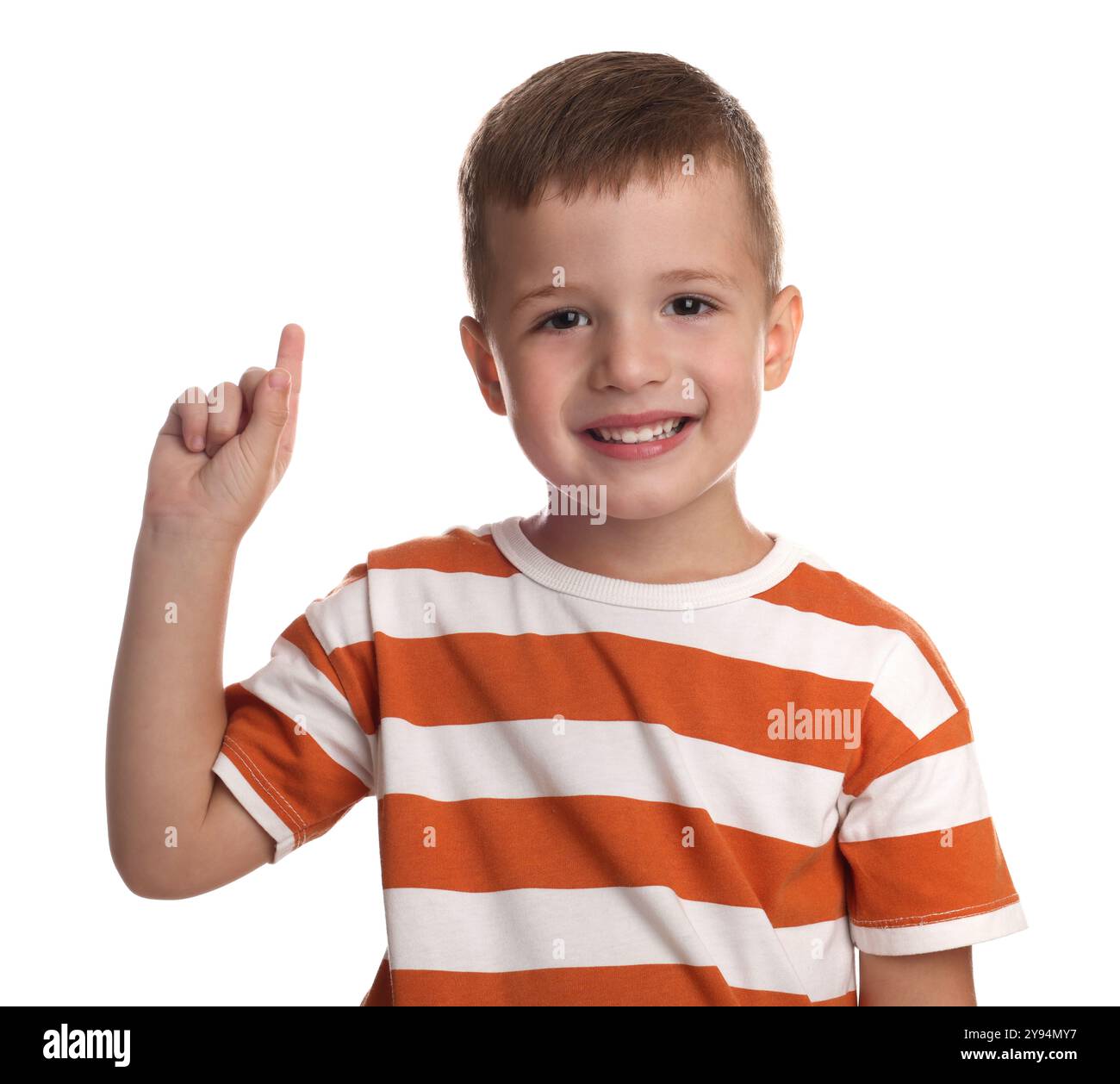 Portrait of cute little boy on white background Stock Photo - Alamy
