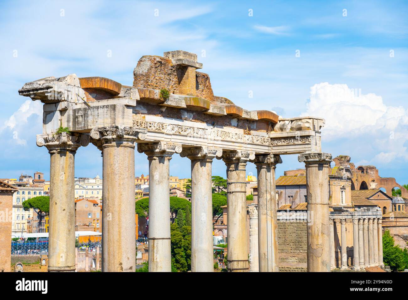Exploring the ancient ruins of the Saturn Temple located in the Roman ...