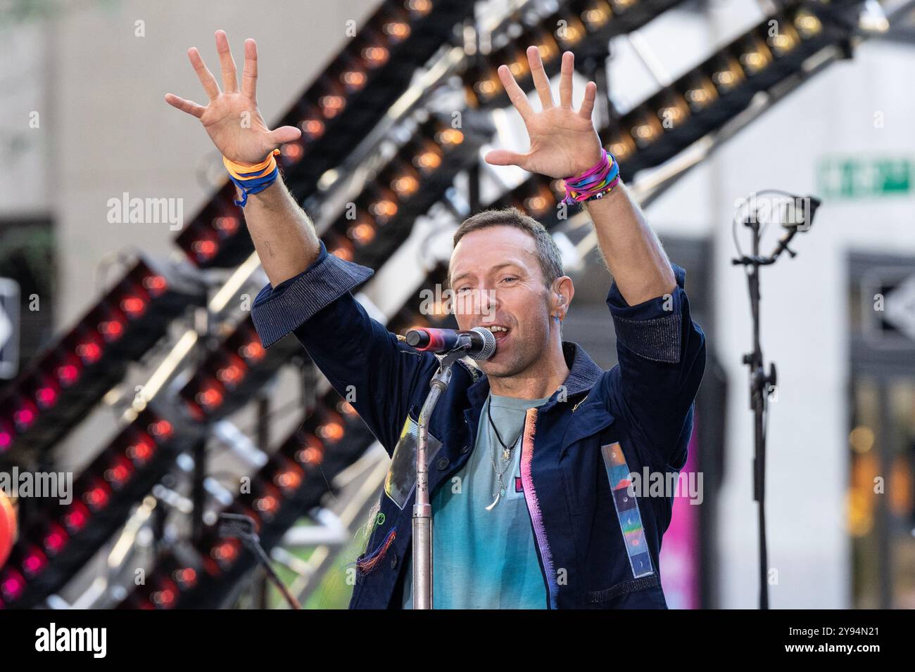 New York, NY, USA, 8 October, 2024: Chris Martin performs with Coldplay ...