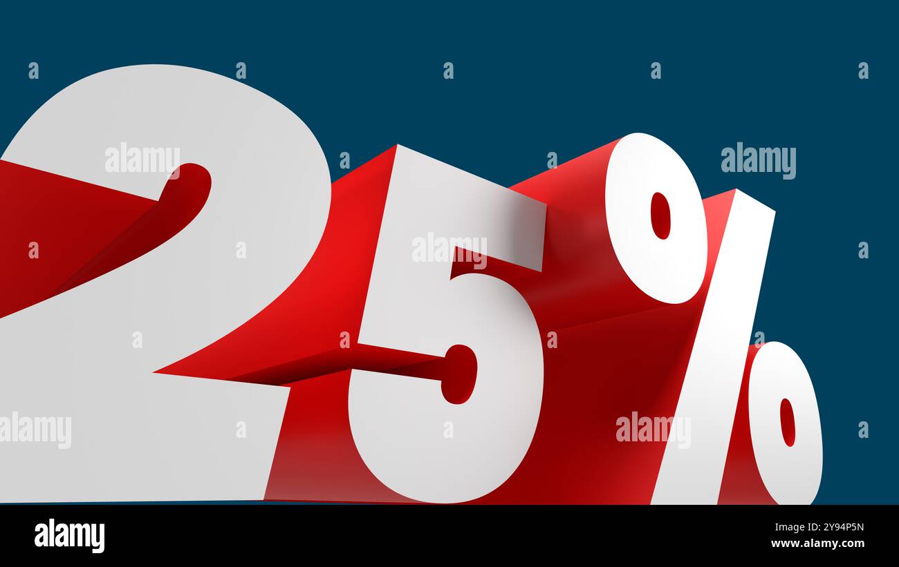 25 %, 3d promotion banner, price percentage. Digit with a percent sign ...