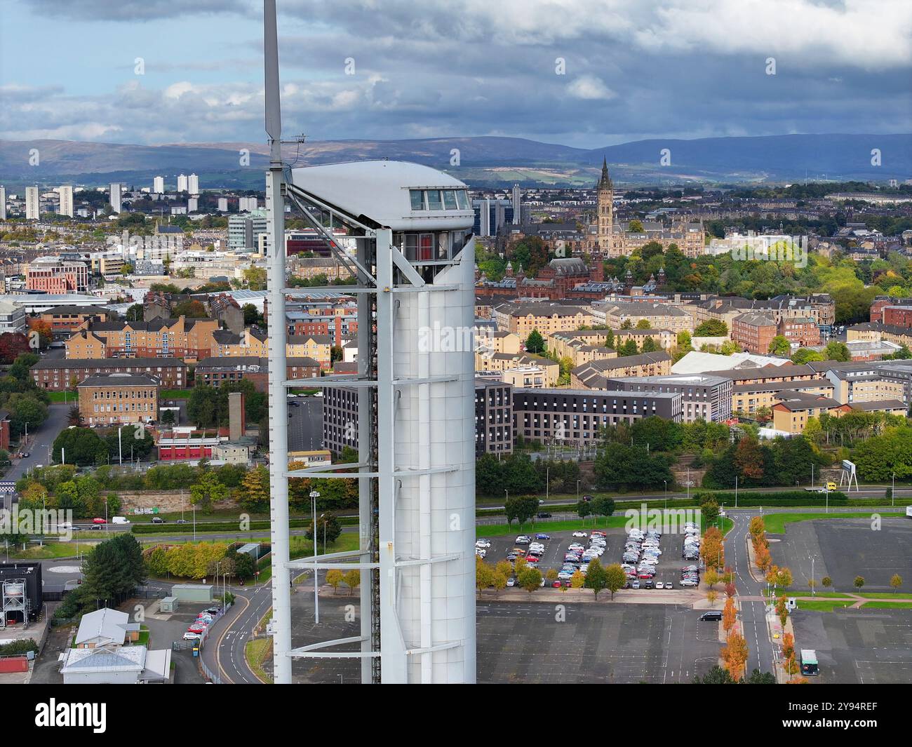 Aerial drone view of Glasgow west end and university from Glasgow ...