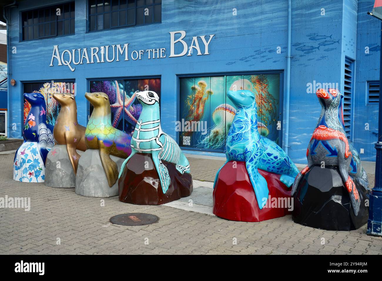 Six-foot-tall fibreglass statues of sea lions outside The Aquarium of ...