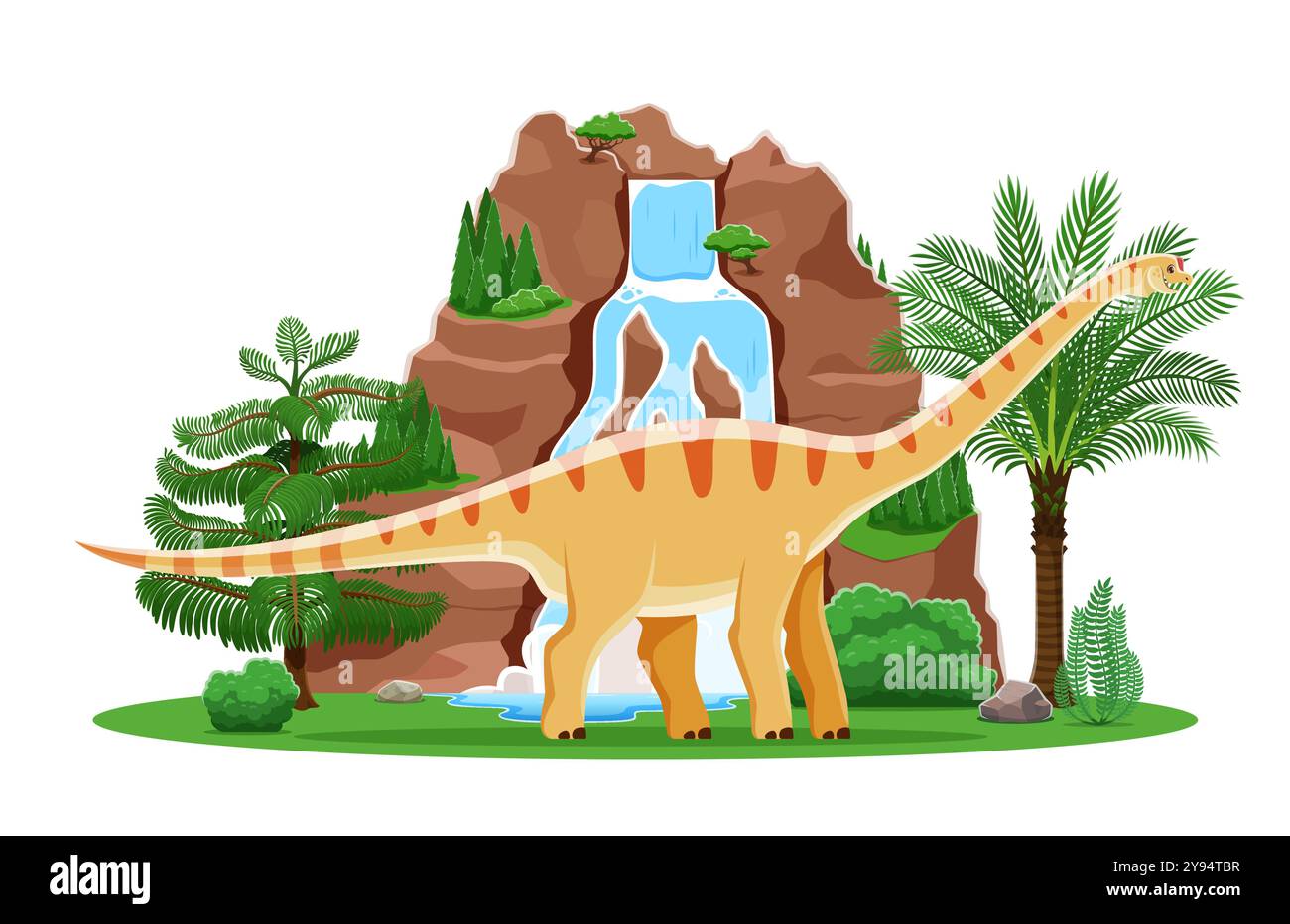 Cartoon prehistoric dinosaur lizard, Aragosaurus in Jurassic park ...