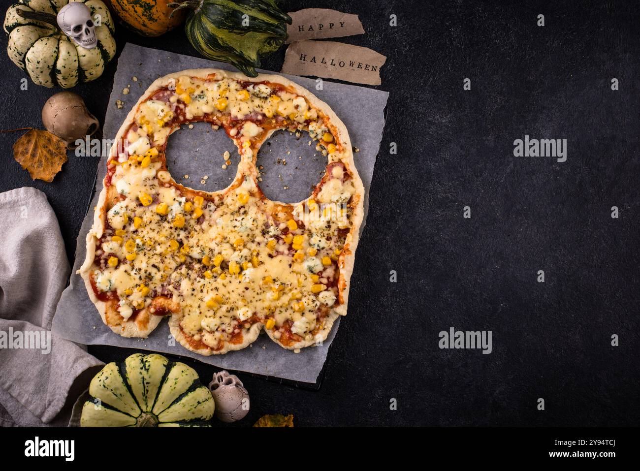 Halloween scary pizza in shape of ghost Stock Photo - Alamy