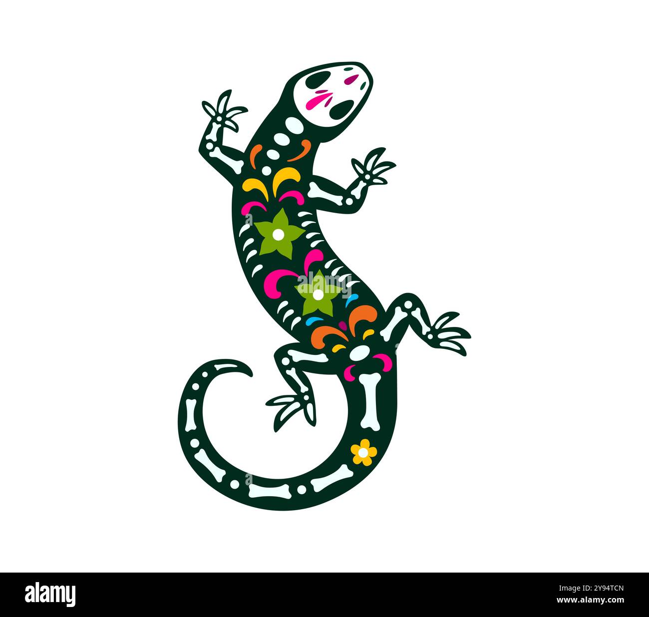 Mexican day of the dead lizard animal tattoo. Isolated vector Halloween ...