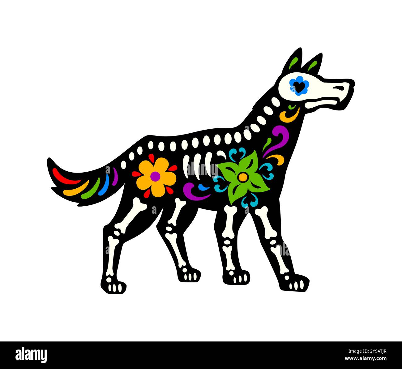 Dead Halloween skeleton, Mexican day of the dead dog animal tattoo ...