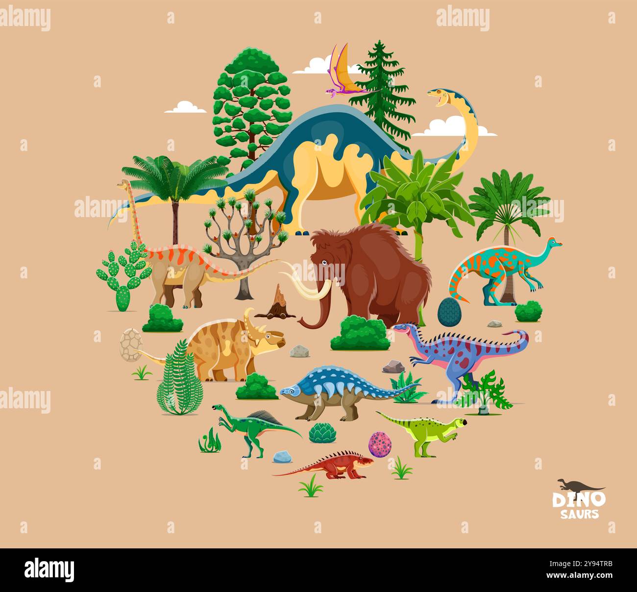 Prehistoric dinosaurs cartoon characters. Vector dino animal reptile ...