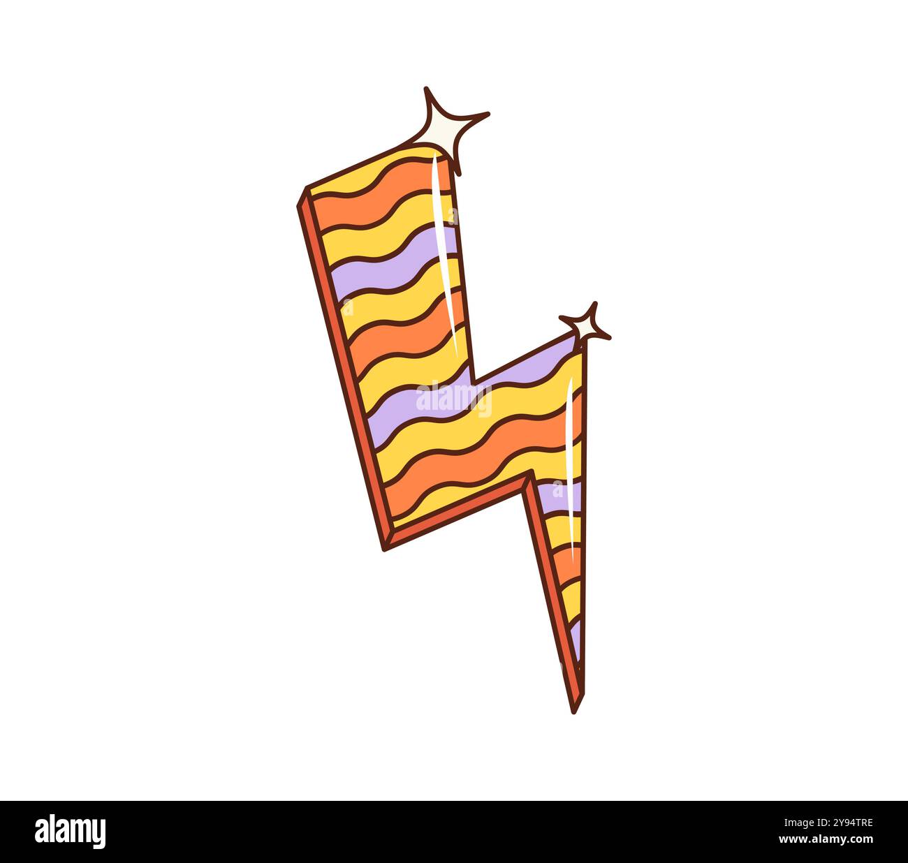 Cartoon retro lightning in 70s and 80s hippie groovy art, vector symbol ...