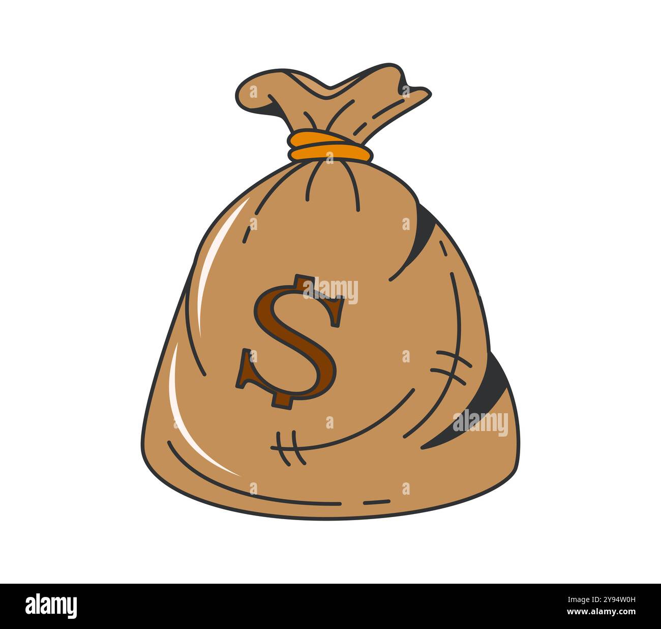 Cartoon retro groovy dollars money bag of Wild West, vector 70s or 80s ...