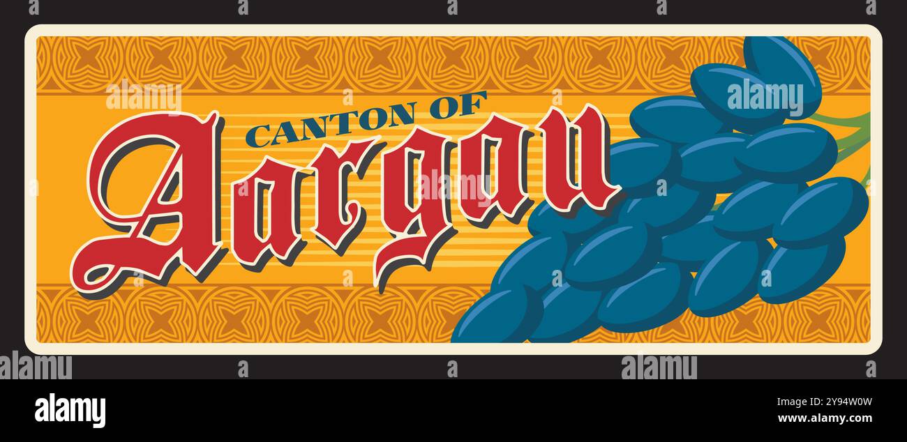 Aargau Swiss canton vintage plate. Vector vintage banner with ...