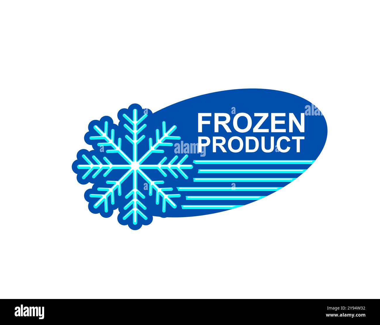 Frozen seafood product icon, ice crystal label. Frozen food product ...