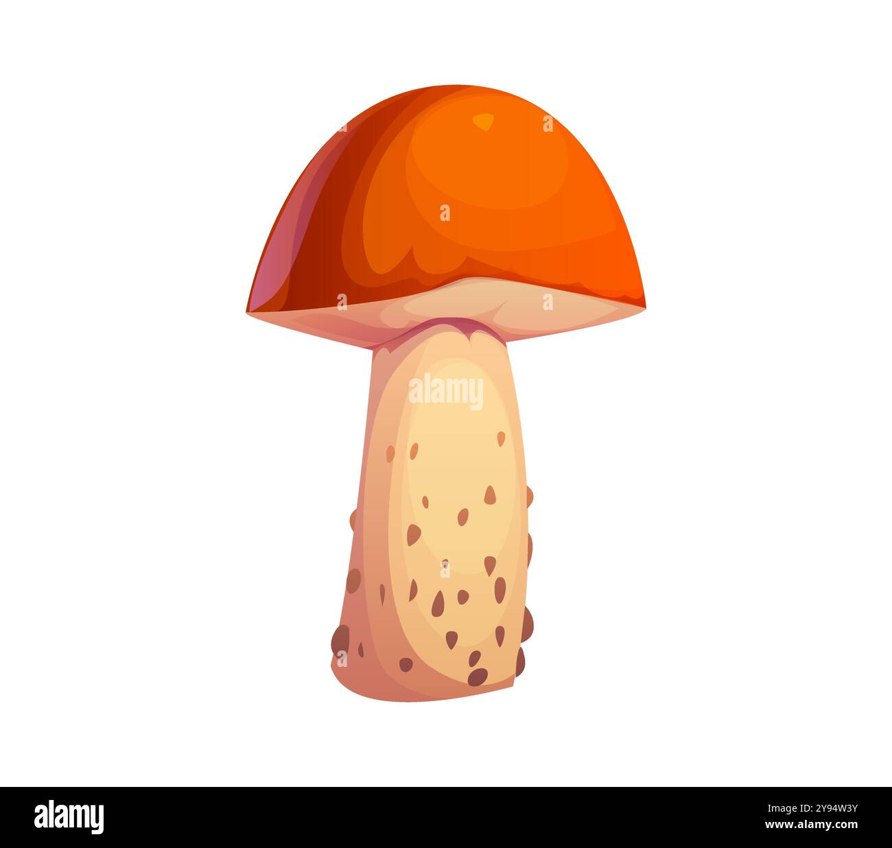 Cartoon autumn mushroom with an orange-brown cap and beige stem ...