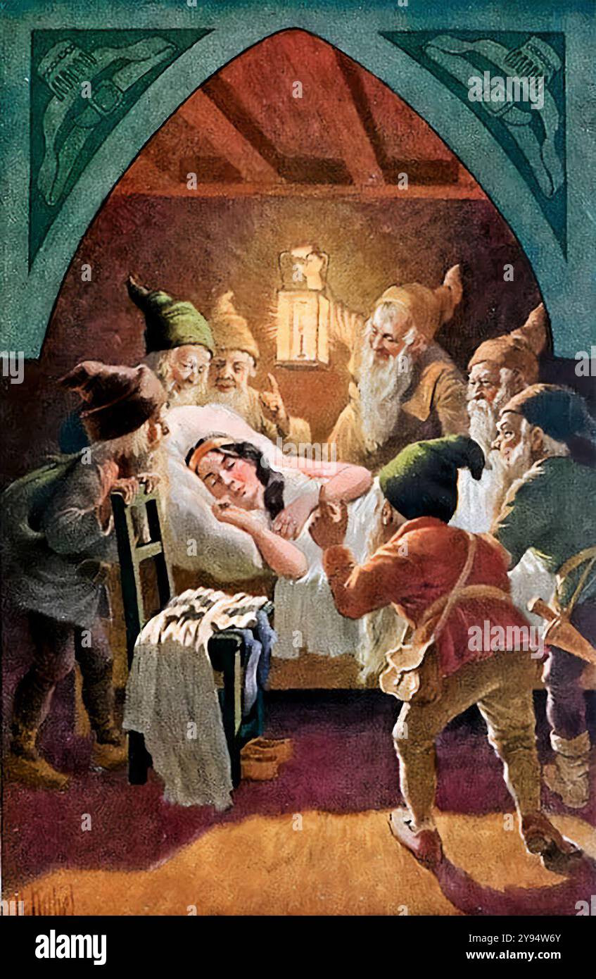Snow white seven dwarfs illustration hi-res stock photography and ...