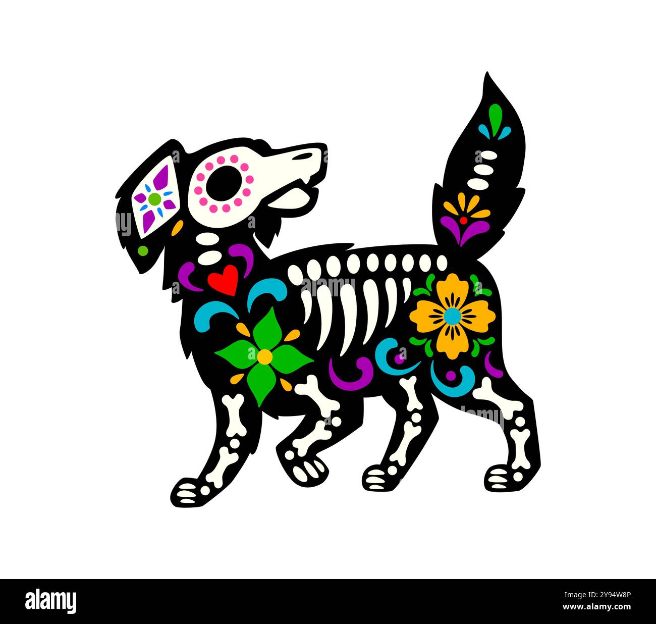 Dead Halloween skeleton, Mexican day of the dead dog animal tattoo ...