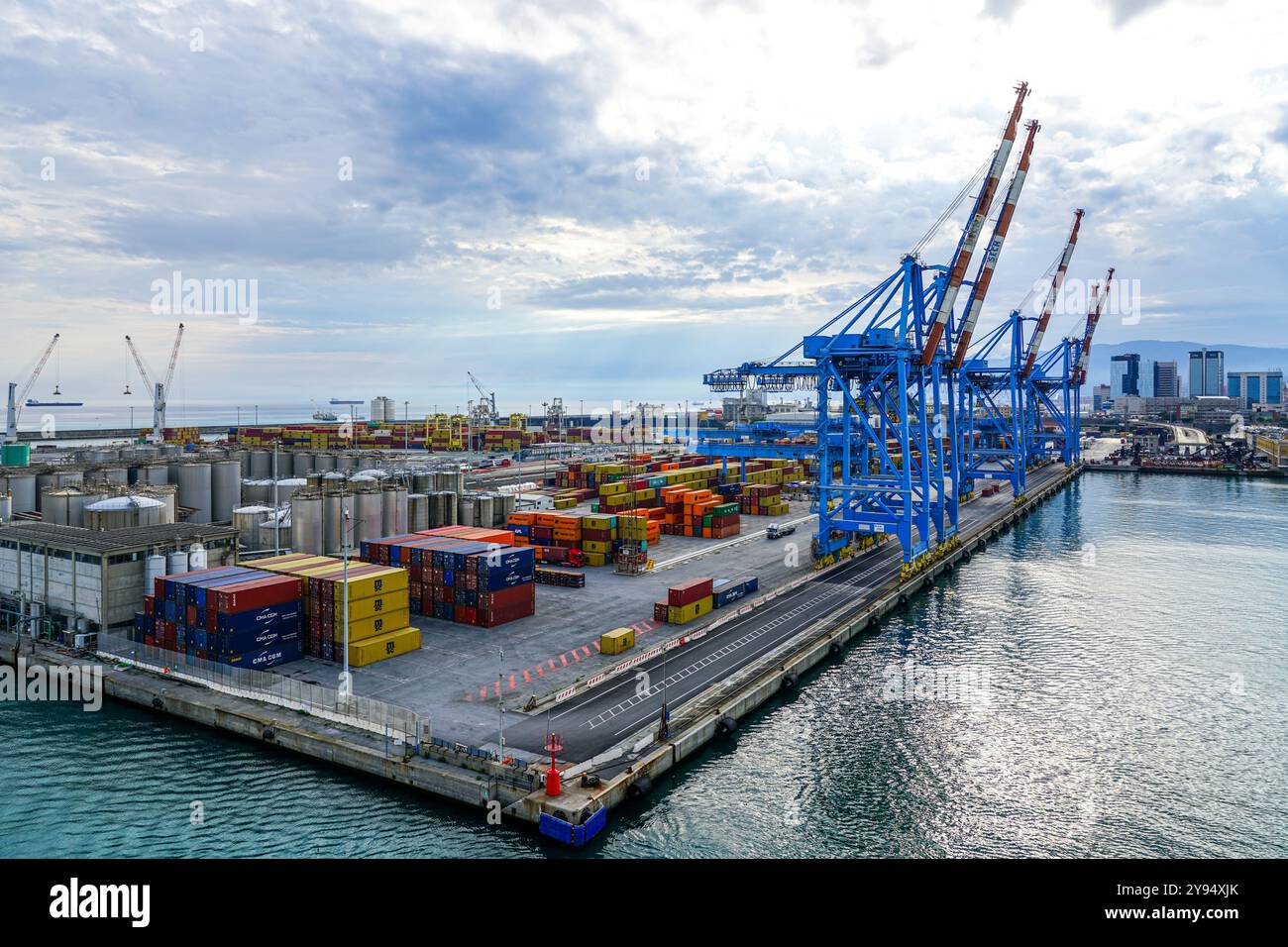 Genoa, Italy - May 27, 2024: Modern cargo container and chemical ...