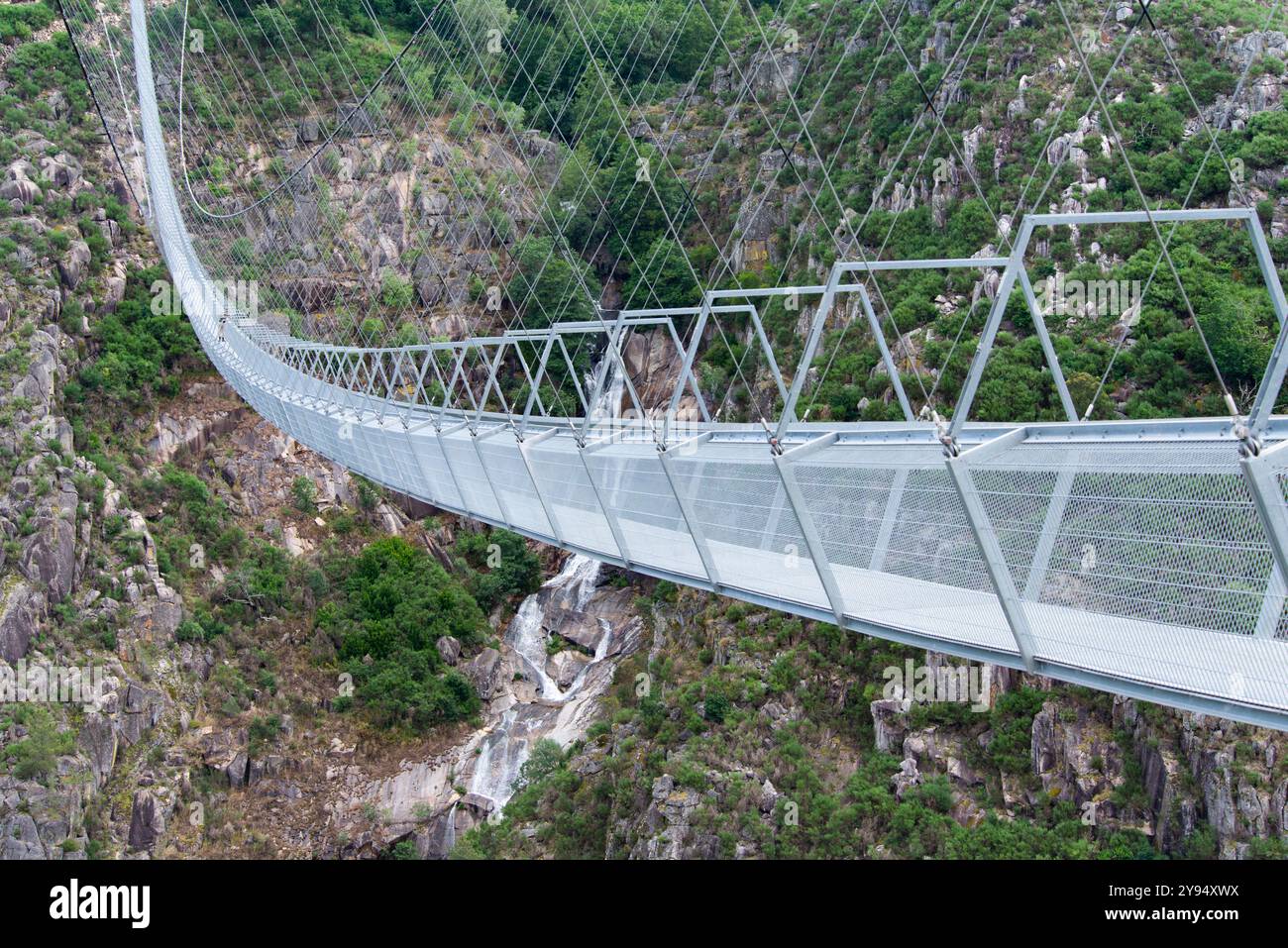Arouca 516 suspension bridge, over the Paiva river, near Arouca ...