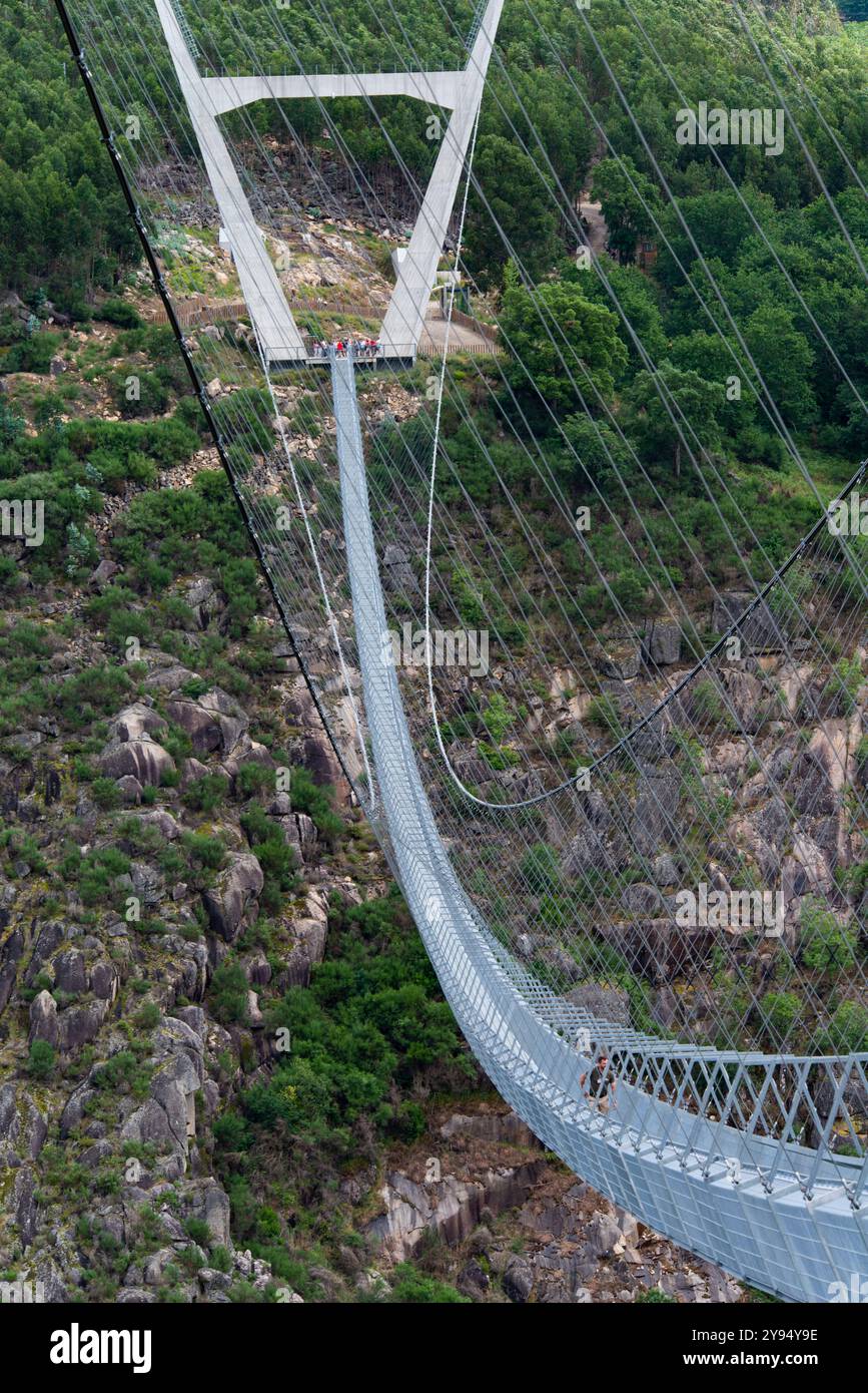 Arouca 516 suspension bridge, over the Paiva river, near Arouca ...