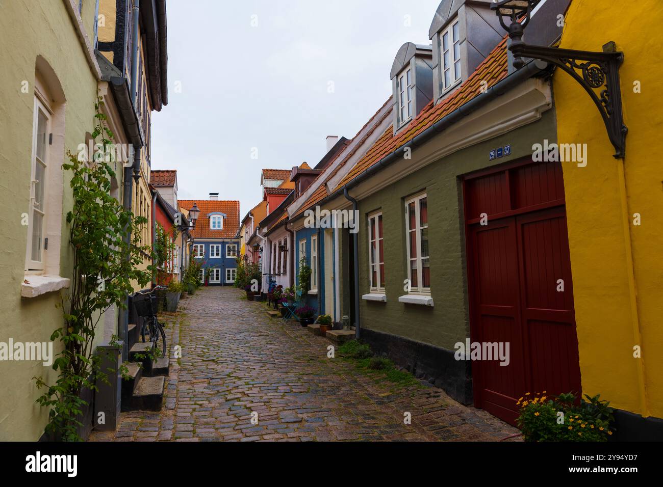 typical street in aalborg in denmark with colored houses Stock Photo ...