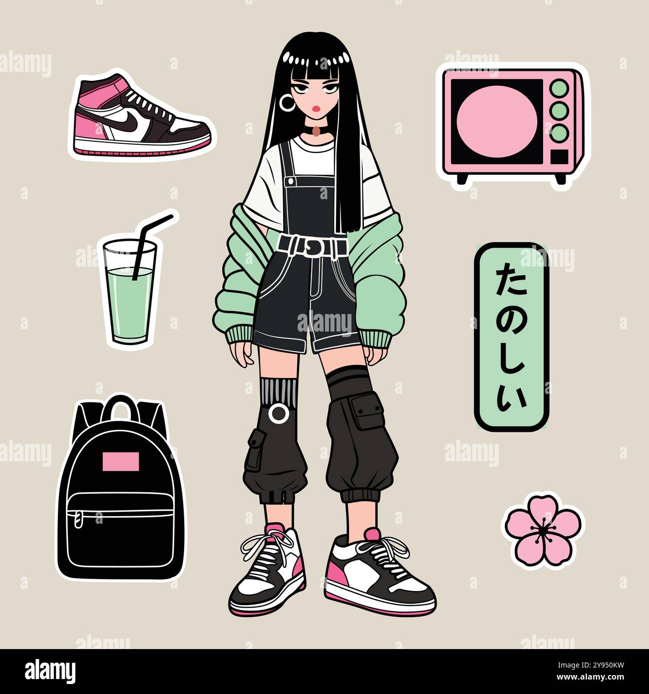 Japan aesthetic anime girl Stock Vector Images Alamy