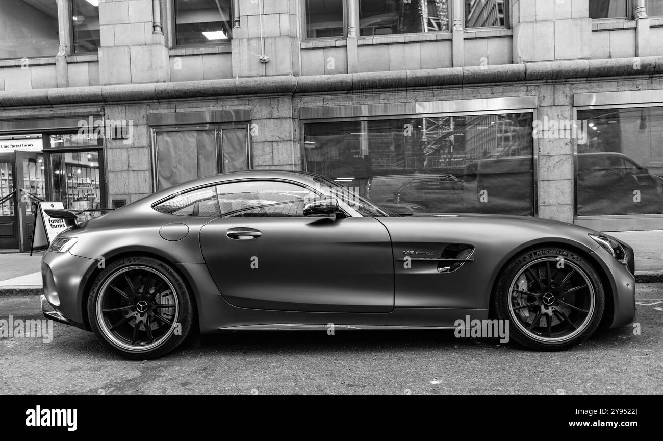 New York City, USA - August 09, 2023: Mercedes Benz AMG GT 2018 ...