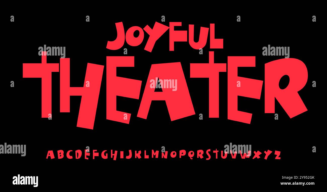 Playful joyful alphabet, chunky uneven letters, funny cartoon font for ...