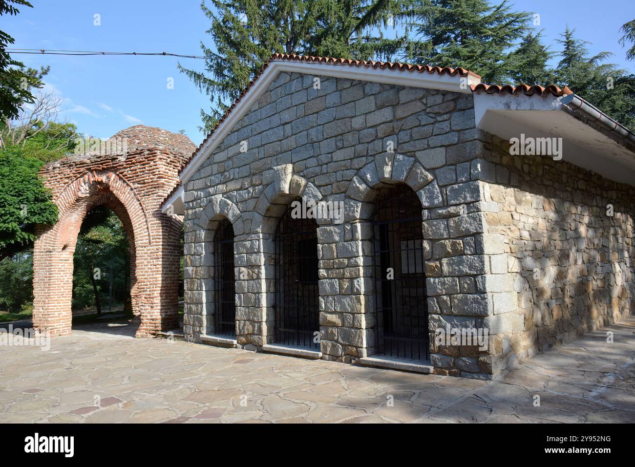 Protective structure built over tomb and sign, Thracian Tomb of Kazanlak, Seuthopolis, Bulgaria ...